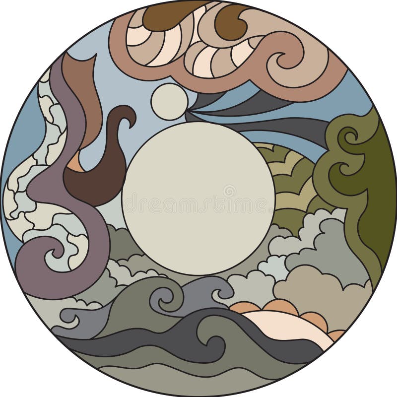 Abstract Pattern on a Circle in Neutral Colors Stock Vector ...
