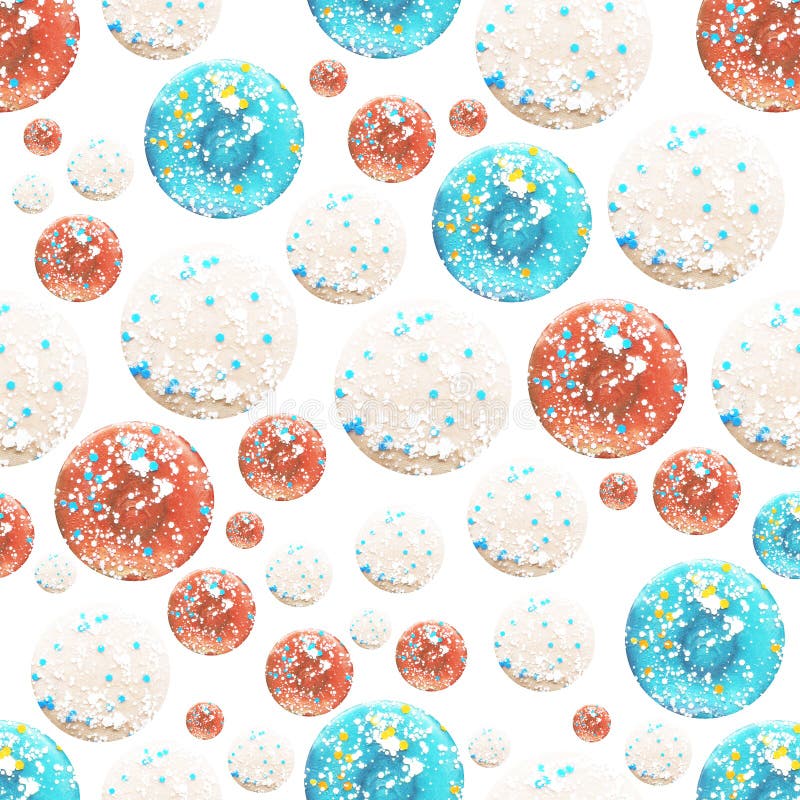 Abstract Pattern from Circles of Red, Blue, Mint Colors on a White ...