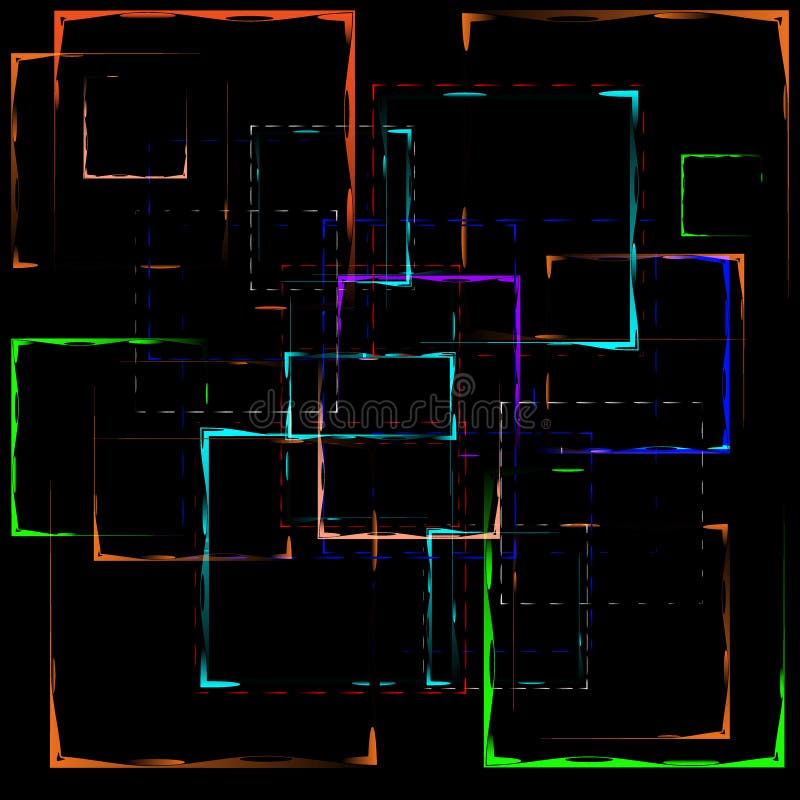 Abstract Pattern of Colored Neon Patterned Green Squares of Different ...