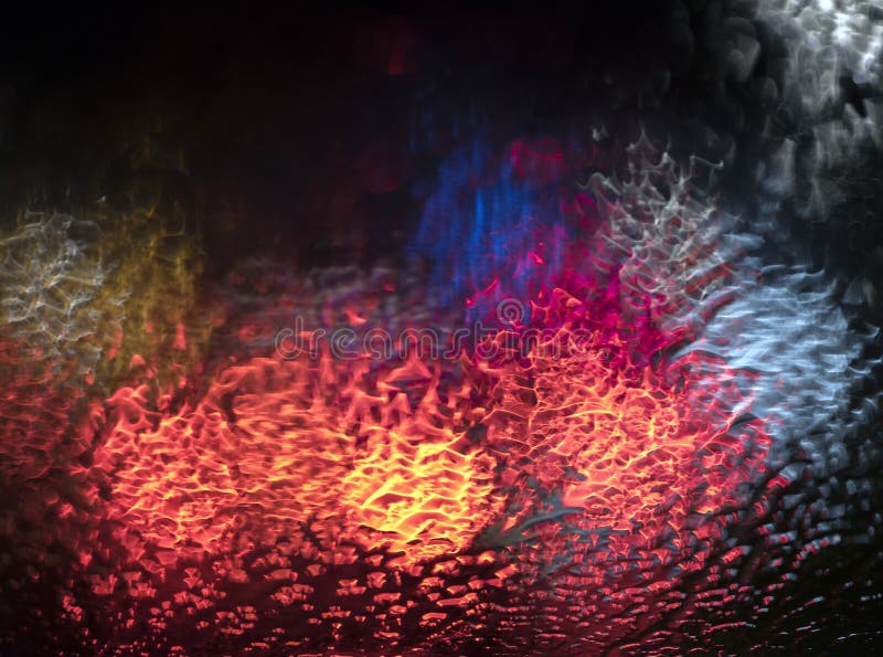 Abstract Pattern of Colorful Lights and Rain Drops during Downpour on ...