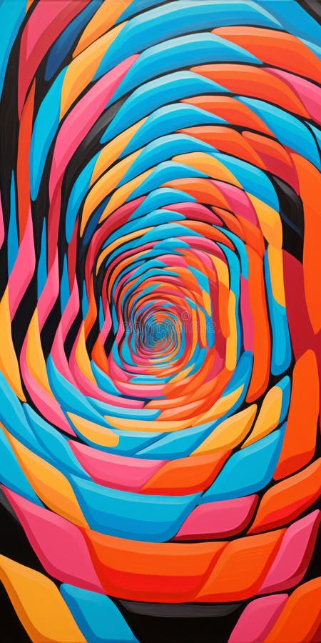 Vibrant Op Art with Distorted Forms and Colorful Spirals Stock Illustration - Illustration of ...