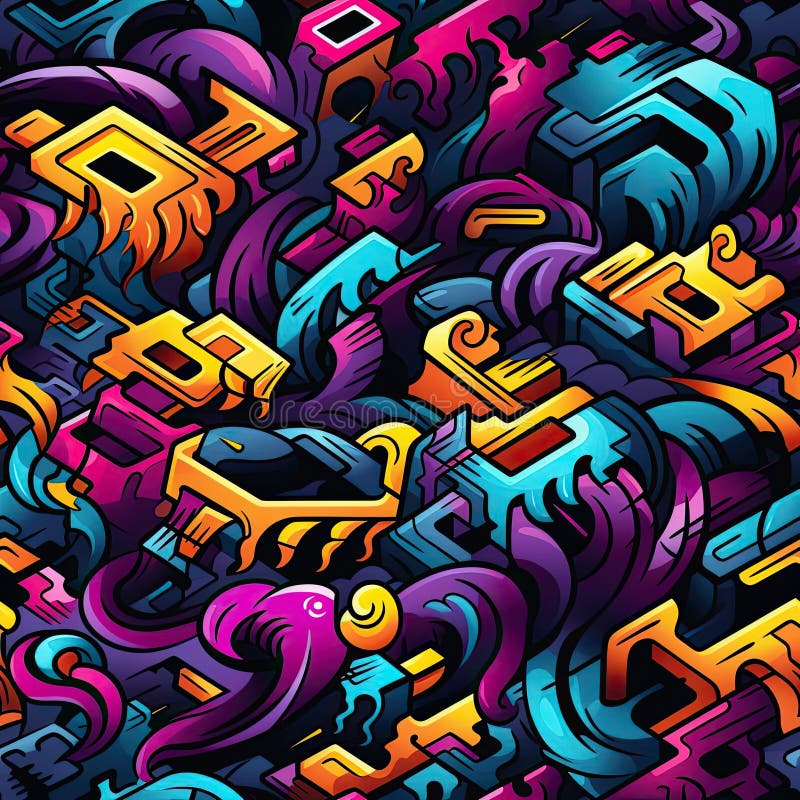 Abstract Pattern with Colorful Shapes and Dark, Foreboding Colors ...