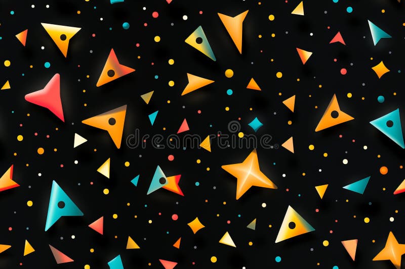 An Abstract Pattern with Colorful Triangles and Stars on a Black ...