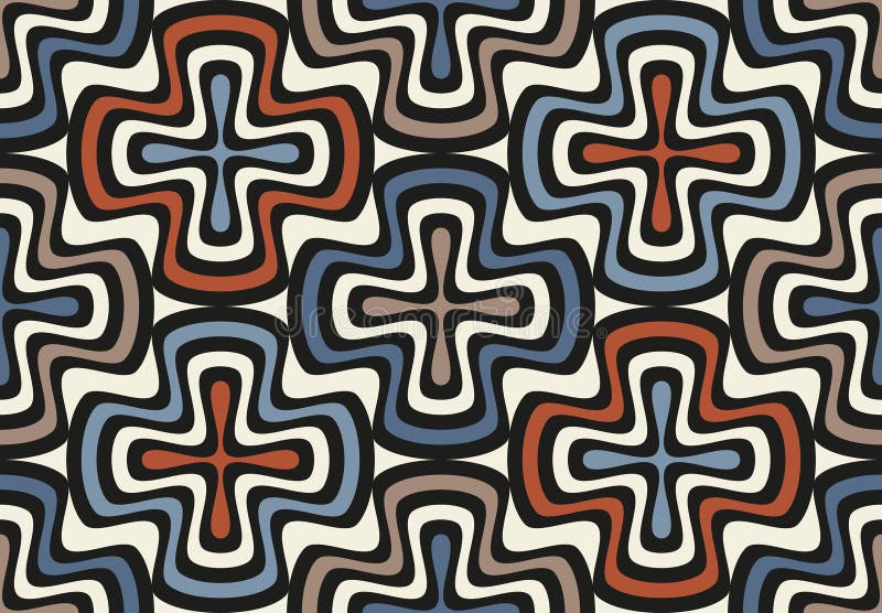 Abstract Pattern with Concentric Cross-shaped Geometric Elements in a ...