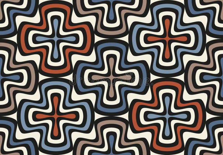 Abstract Pattern with Concentric Cross-shaped Geometric Elements in a ...