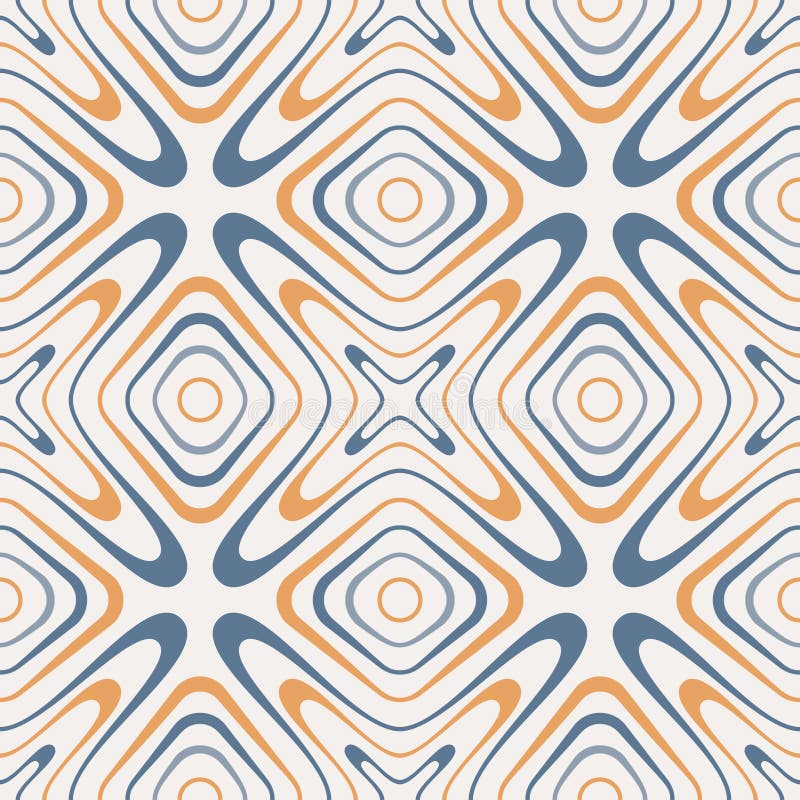 Abstract Pattern with Concentric Geometric Wavy Shapes Outlined in Thin ...