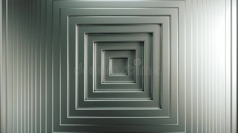 3d Abstract Pattern of Concentric Metal Square Rings Displacement. 4k ...