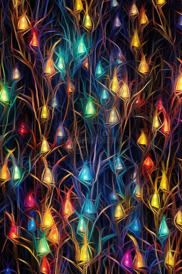 Abstract Pattern Created by Tangled Christmas Lights Stock Illustration ...