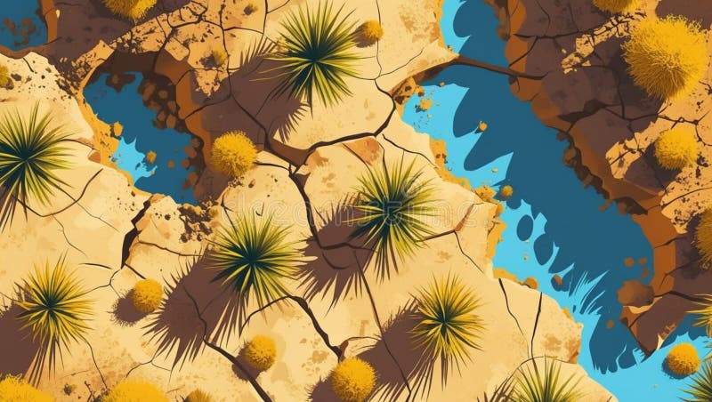 Abstract Pattern of Desert Islands and Water Channels - Overhead View ...