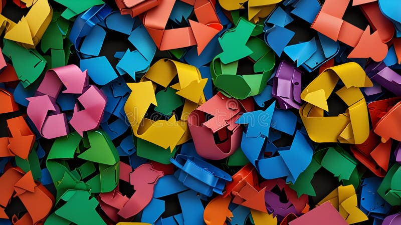 Abstract Pattern of Different Colored Recycling Symbols Stock ...