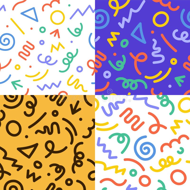 Abstract Pattern Doodle Shape Fun Kid Background. Vector Color Doodle ...