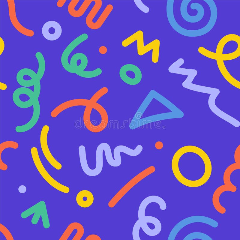 Abstract Pattern Doodle Shape Fun Kid Background. Vector Color Doodle ...