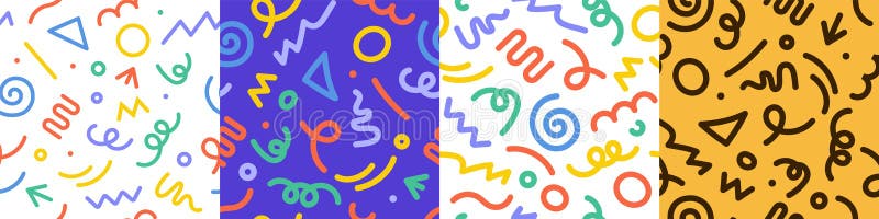 Abstract Pattern Doodle Shape Fun Kid Background. Vector Color Doodle ...