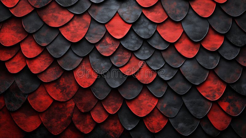 Abstract Pattern of Dragon Scales or Exotic Snake. Black and Red Scales ...
