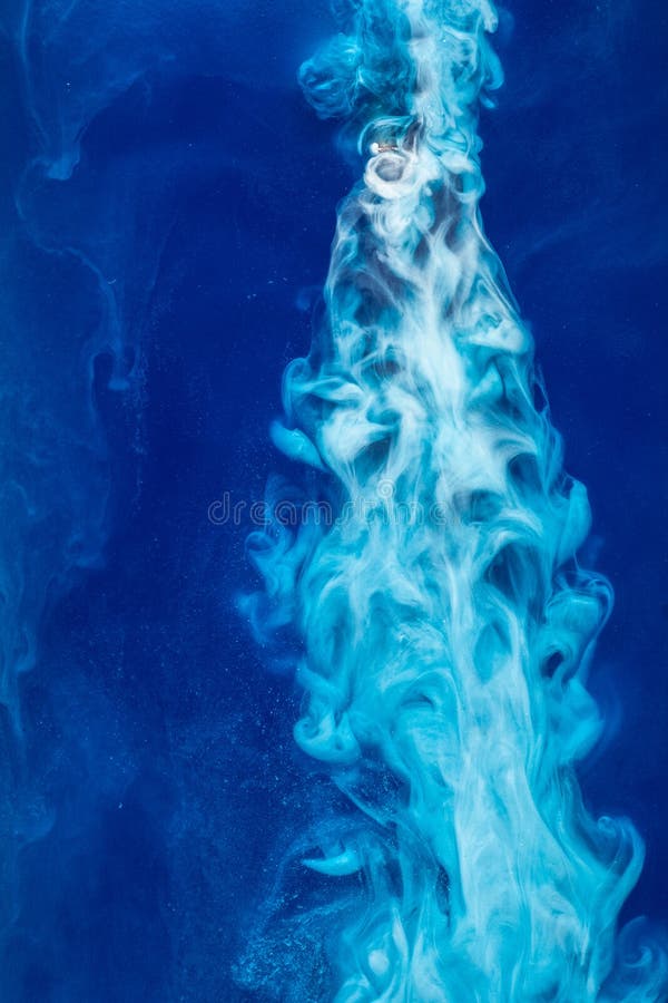 Abstract Pattern Falling into the Water Drop of Blue Ink - Cyan Ink ...