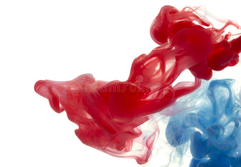 Abstract Pattern Falling into the Water Drop of Red and Blue Ink Stock ...
