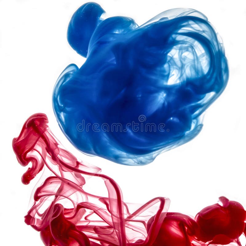 Abstract Pattern Falling into the Water Drop of Red and Blue Ink Stock ...
