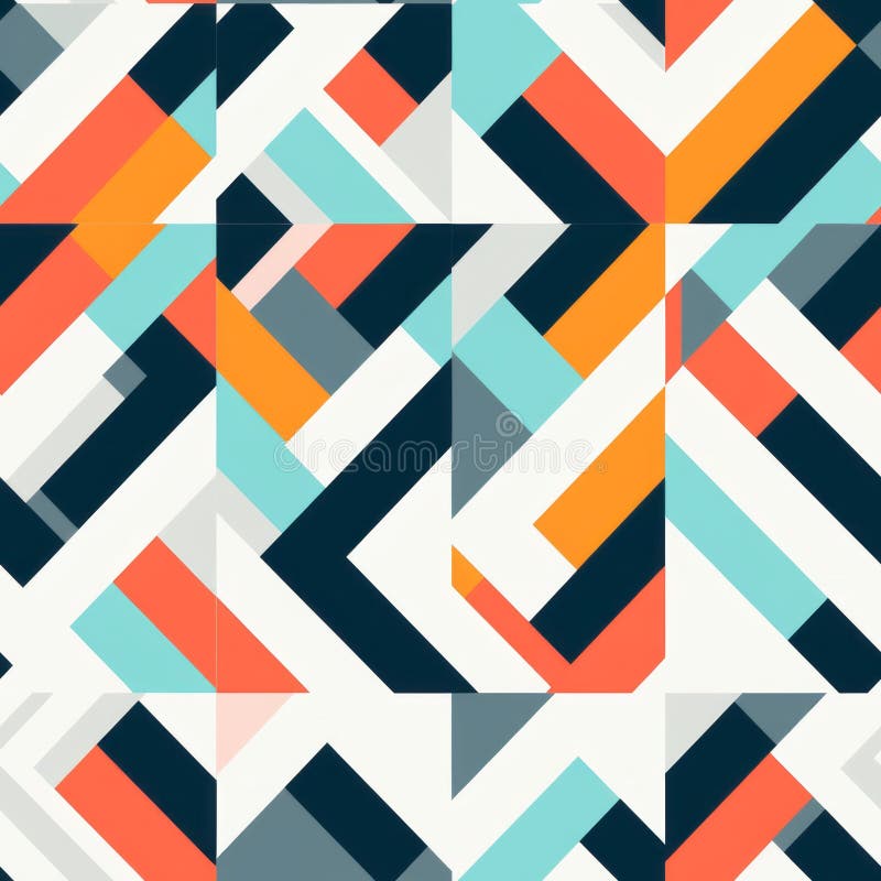 Colorful Geometric Pattern with De Stijl Influence Stock Illustration ...
