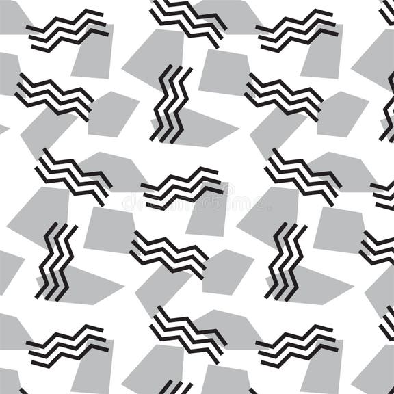 Abstract Pattern Featuring Irregular Gray Polygons and Black Zigzag ...