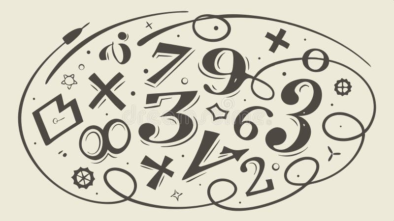 Abstract Pattern Featuring a Mix of Numbers and Geometric Shapes Design ...