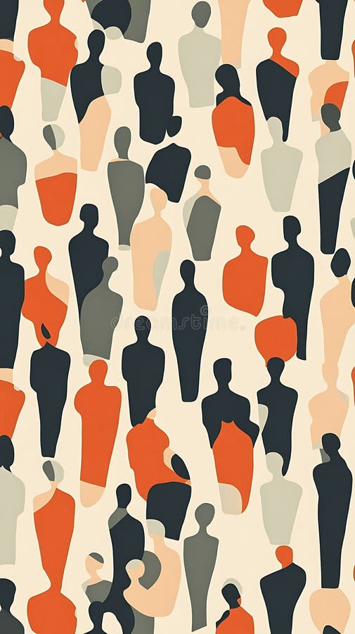 Abstract Pattern Featuring Simplified, Stylized Human Figures in ...