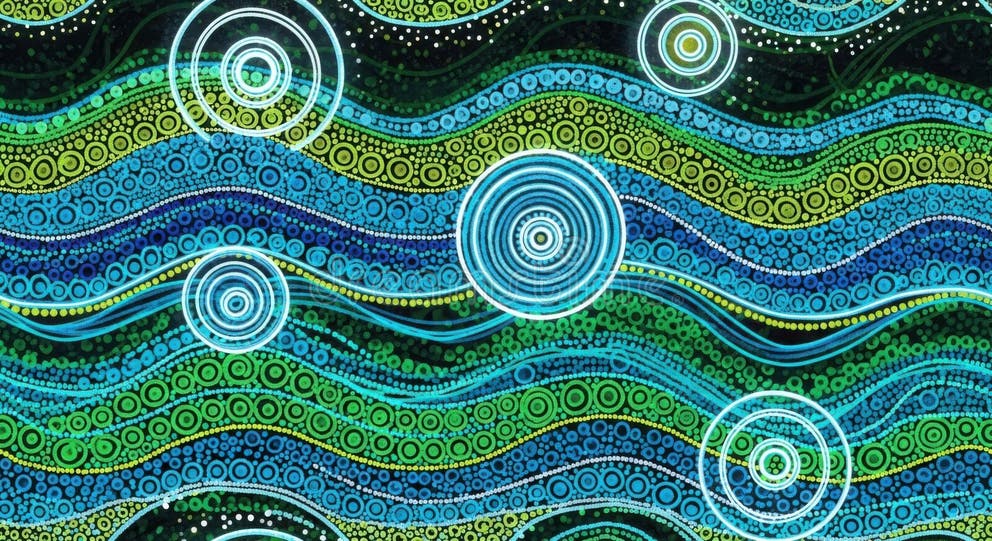 Abstract Water Ripples Pattern with Vibrant Blue Green Wavy Lines and ...