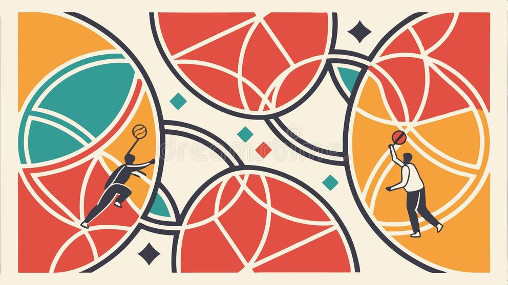 Abstract Pattern with Figures Climbing Circular Shapes. Effort Progress ...