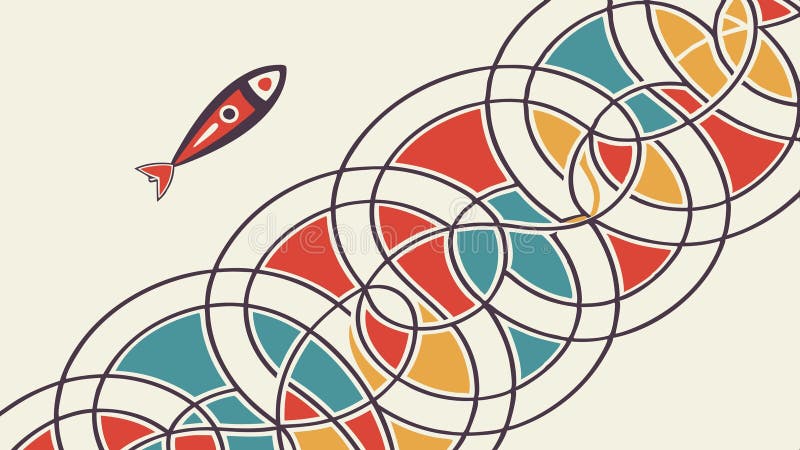 Abstract Pattern with Fish and Waves Underwater Art Vector Design ...