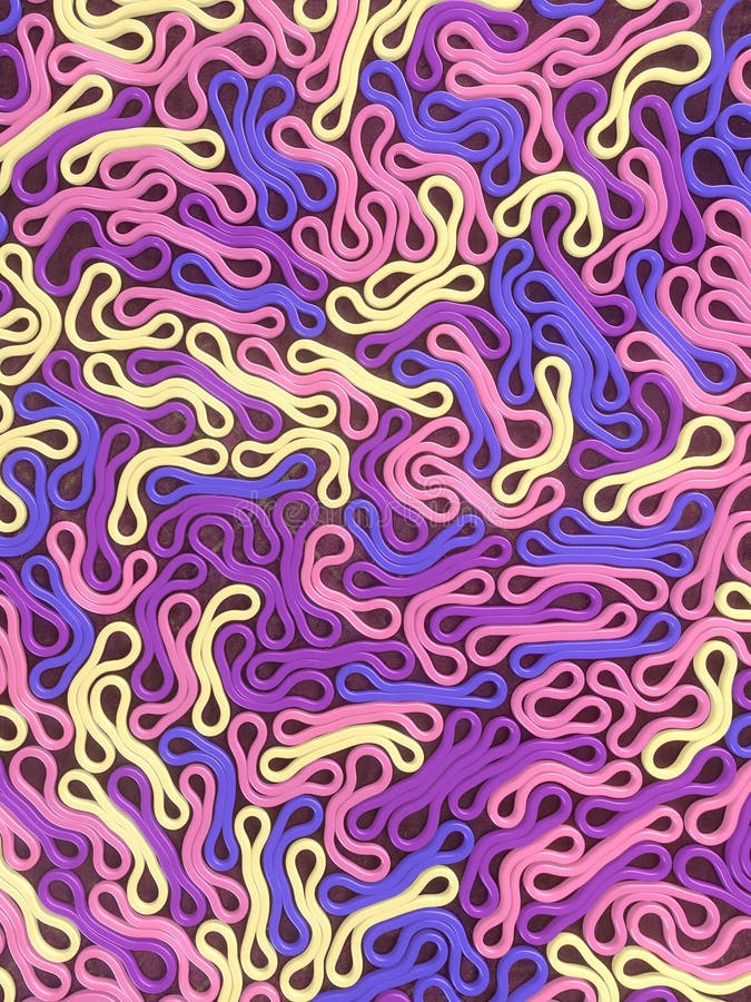 Abstract Pattern of Flexible Elastic Shapes. 3d Rendering Digital ...