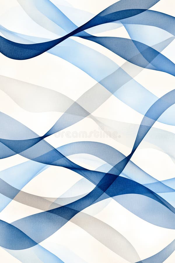 Abstract Pattern with Flowing, Overlapping Blue and Grey Waves on a ...