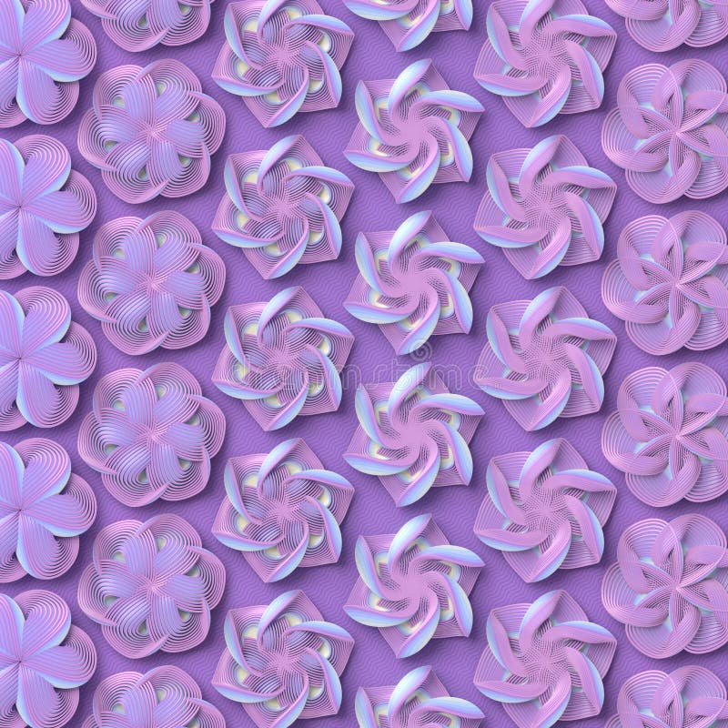 Abstract Pattern of Geometric Stylized Flowers. 3d Rendering ...