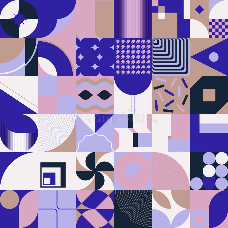 Modernism Aesthetics Inspired Vector Graphic Pattern Made with Abstract ...