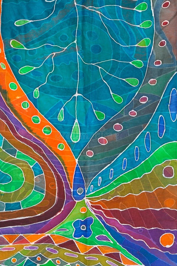 Abstract Pattern on Handmade Silk Batik Stock Illustration ...
