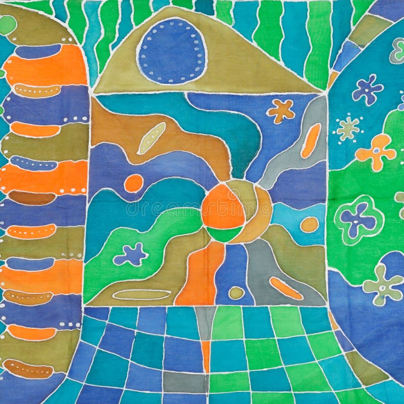 Abstract Pattern on Handmade Silk Batik Stock Illustration ...