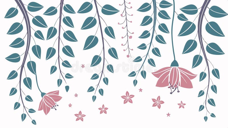 Abstract Pattern of Hanging Vines and Flowers Vector Design Generative ...