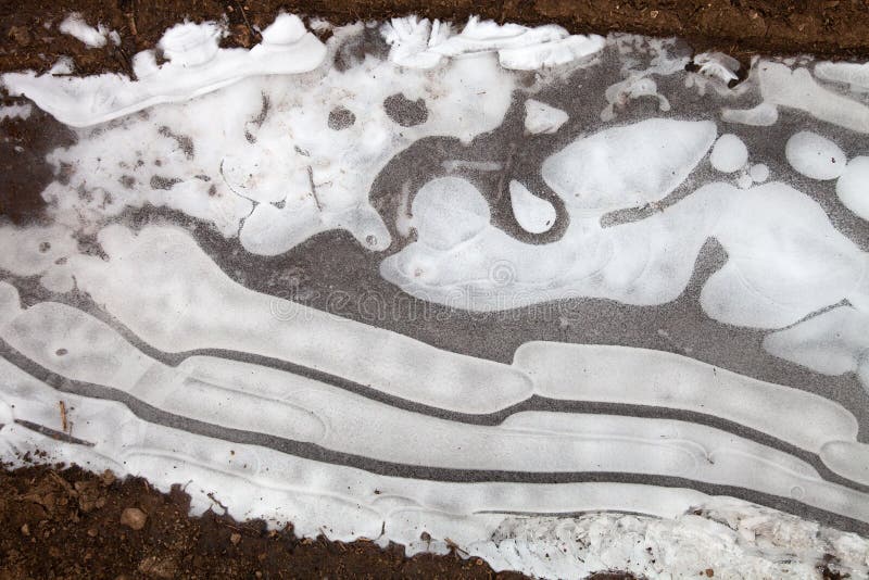 Abstract Pattern of Ice on the Over of Puddle Stock Photo - Image of ...