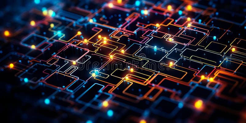 Abstract Pattern Inspired By Futuristic Circuitry Using Lines And Nodes To Create A Tech