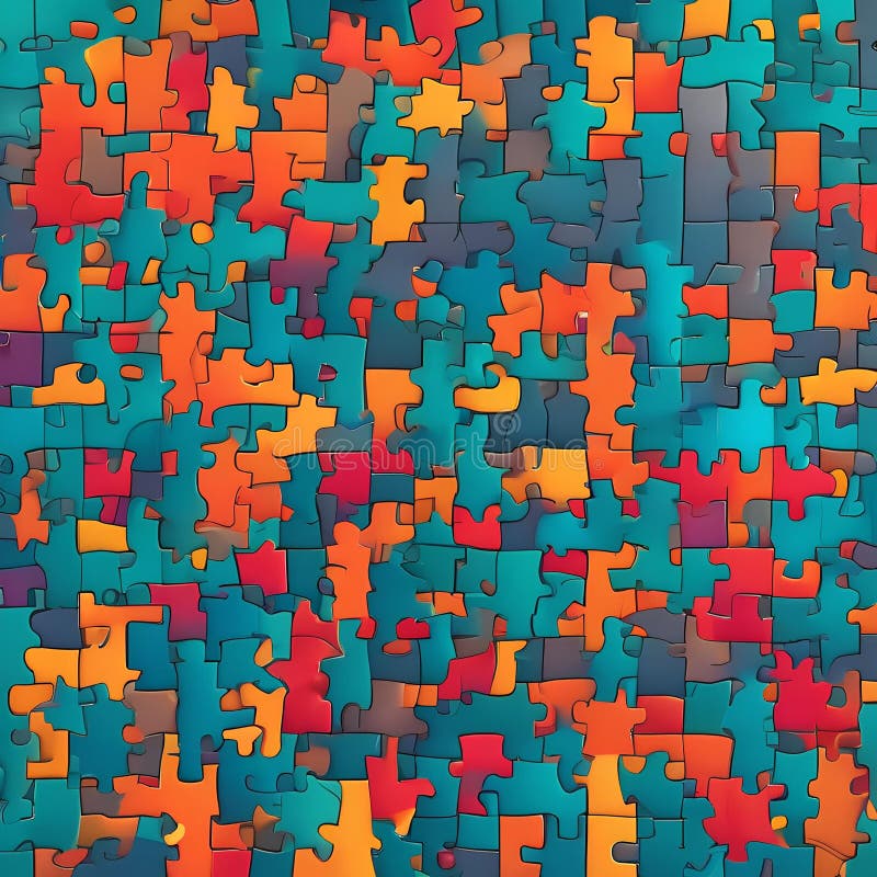 Abstract Pattern of Interconnected Puzzle Pieces in Vibrant Colors ...