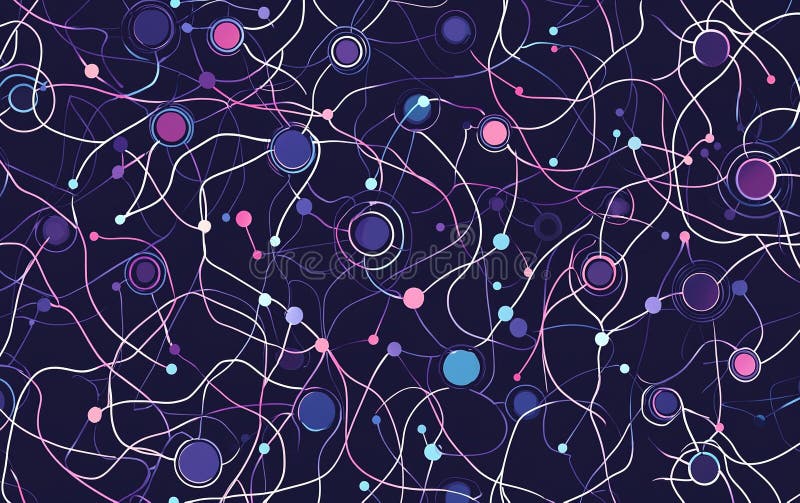 Abstract Pattern of Interconnected Spheres and Lines in Vibrant Colors ...