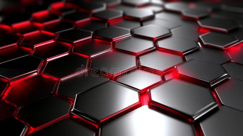 An Abstract Pattern of Interlocking Hexagons with Red Accents Creates a ...
