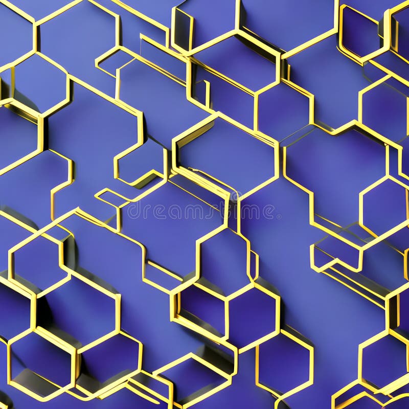 An Abstract Pattern Of Interlocking Hexagons In Shades Of Purple And