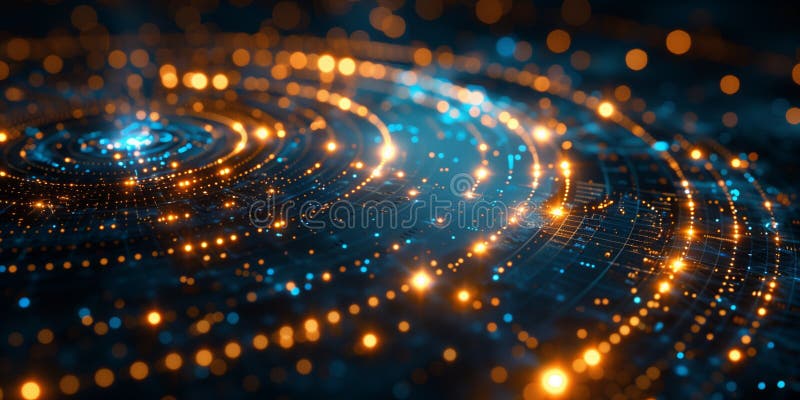 An Abstract Pattern of Intertwined Lights and Dots Forming a Spiral ...