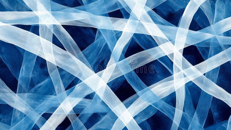 Abstract Pattern of Interwoven Blue and White Translucent Ribbons on ...