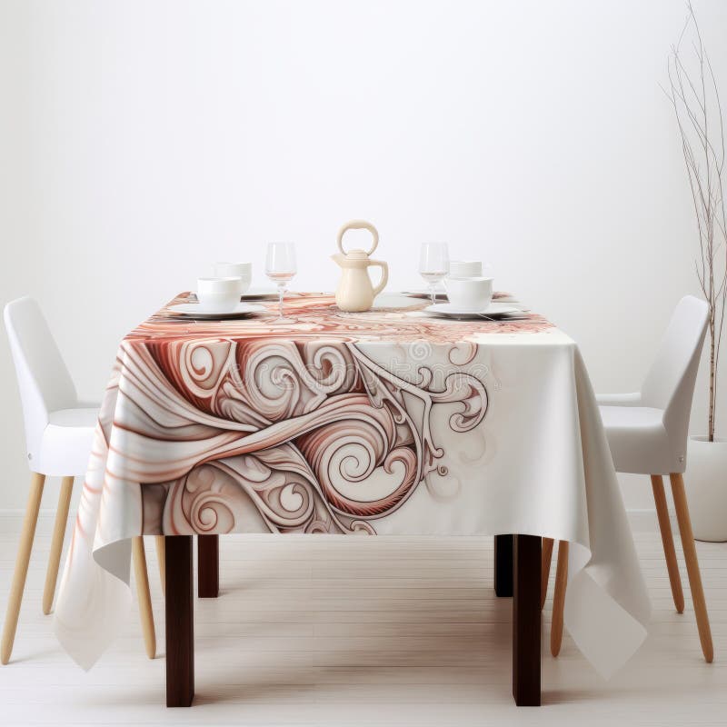 Coffee Brown Swirl Tablecloth with Poetic and Atmospheric Style Stock ...
