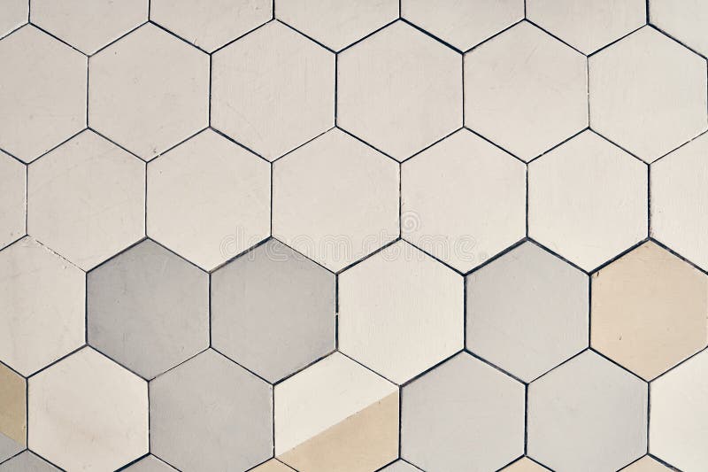 Abstract Pattern, Light Ceramic Tile Floor. Concrete Hexagonal Paving ...