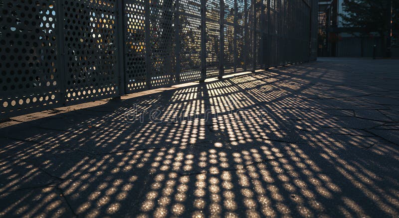 Abstract Pattern of Light and Shadow Created by Perforated Metal Fence ...