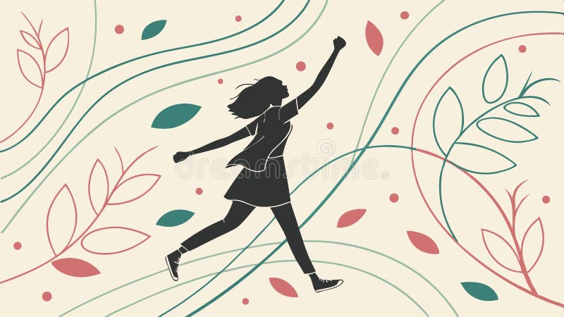 Abstract Pattern with Linear Waves and a Human Figure Leaping Vector ...