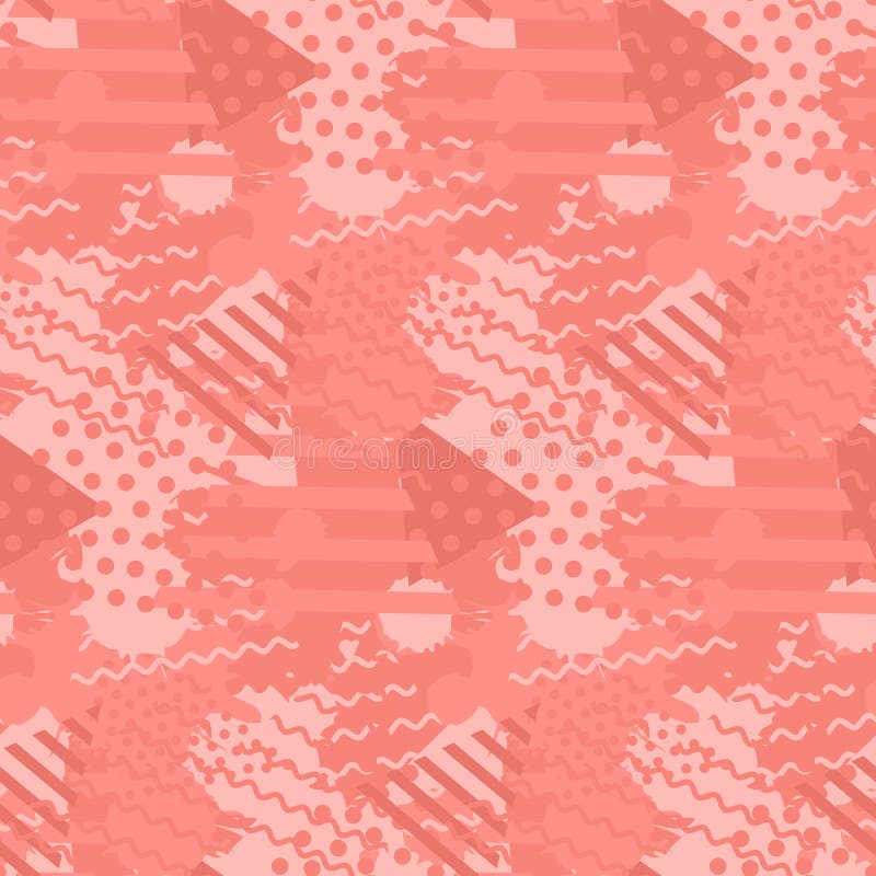 Abstract Pattern with Liquid Shapes in Trendy Coral Color Stock Vector ...