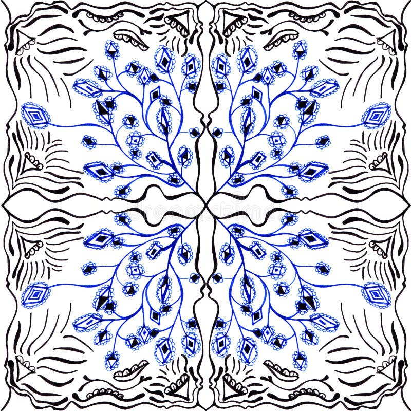 Abstract Pattern Made with Unique Drawings Stock Illustration ...