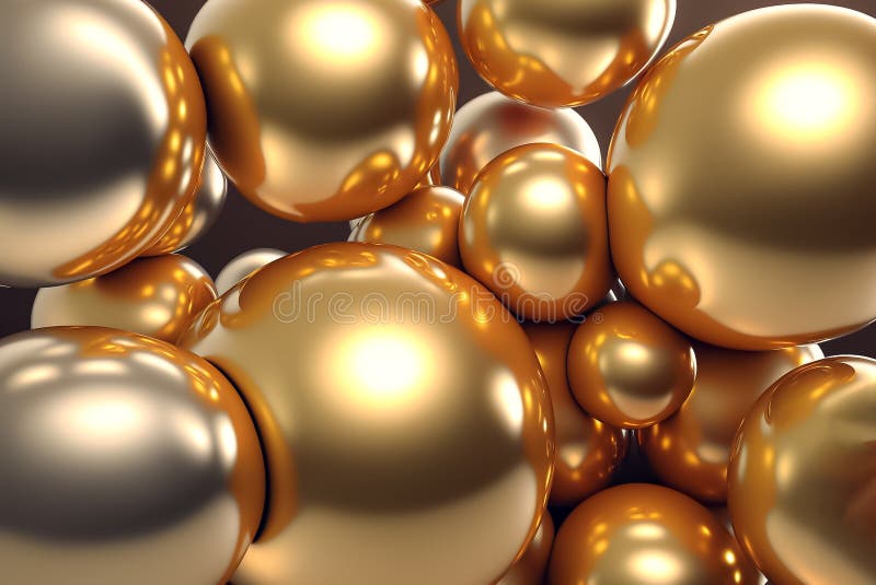 Abstract Pattern of Shiny Golden Spheres. Generative AI Stock ...